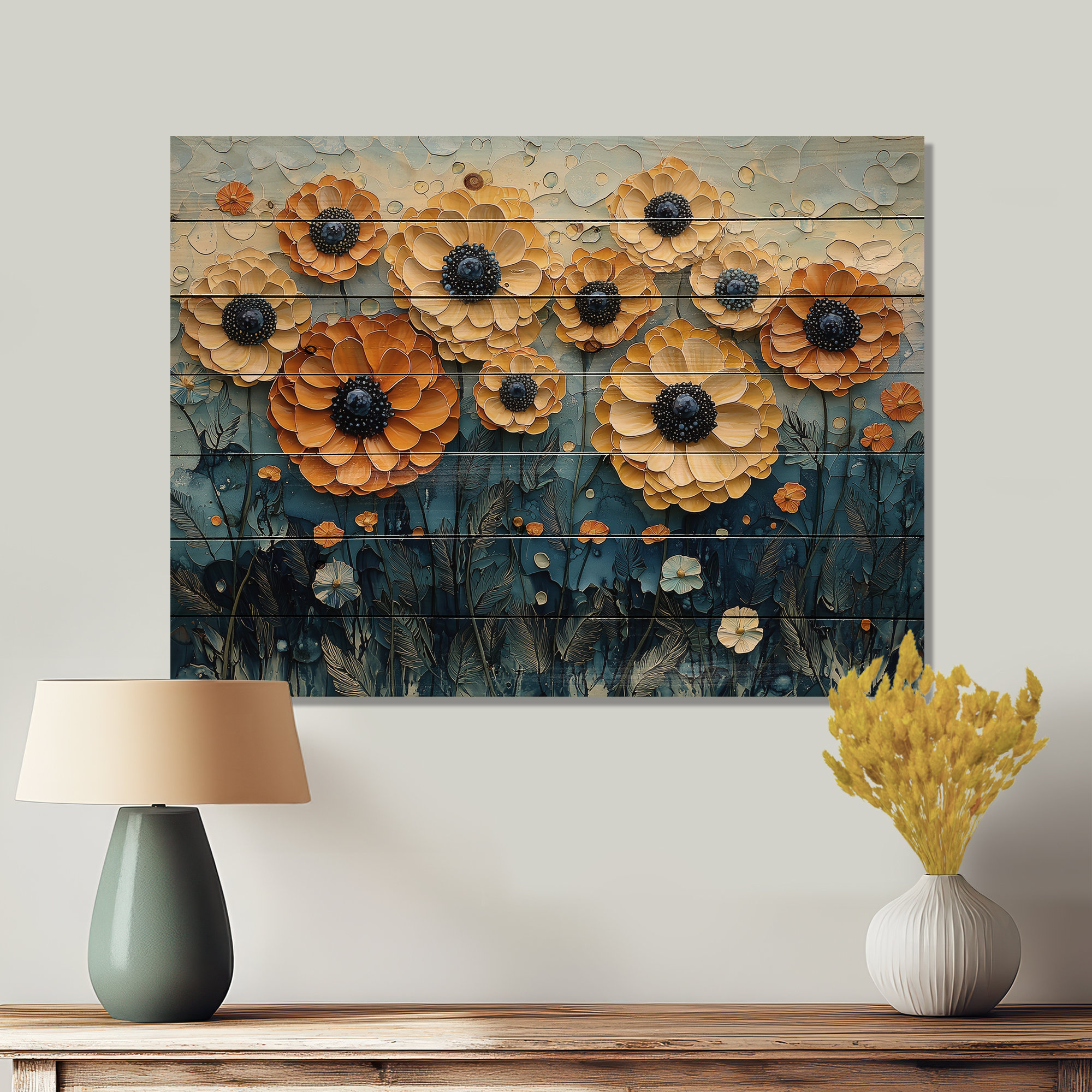 Ophelia & Co. Geometric Marigold Field Collage I - Marigold Wood Wall ...