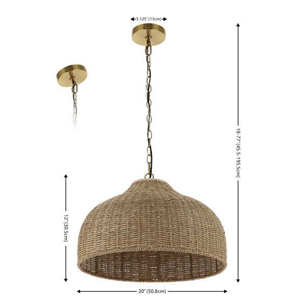 Bay Isle Home™ Aaroosh 1 - Light Dome Pendant with Rope Accents ...