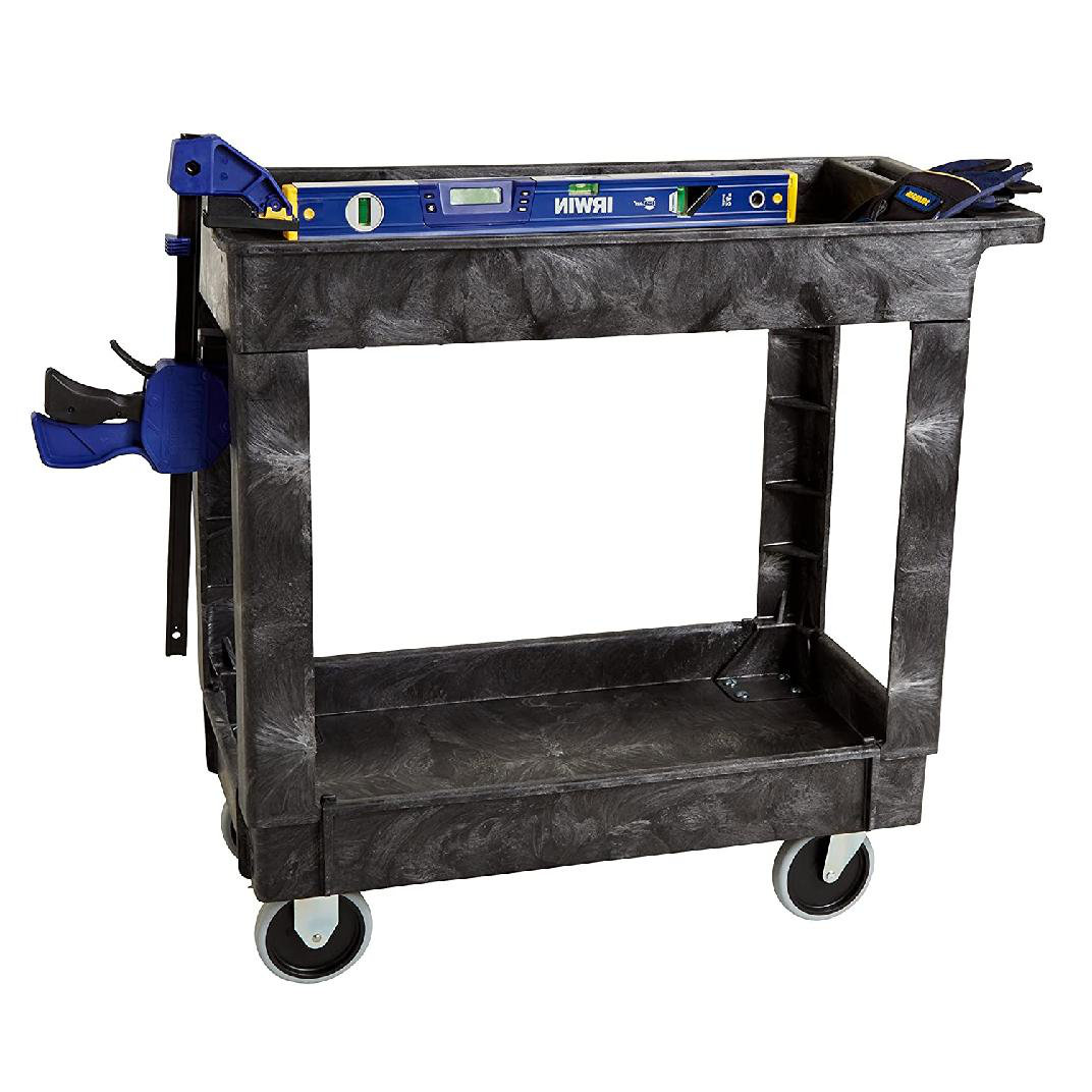 Paracity Service/Utility Cart, Two-Shelf, 300 Lb Capactiy, Black ...
