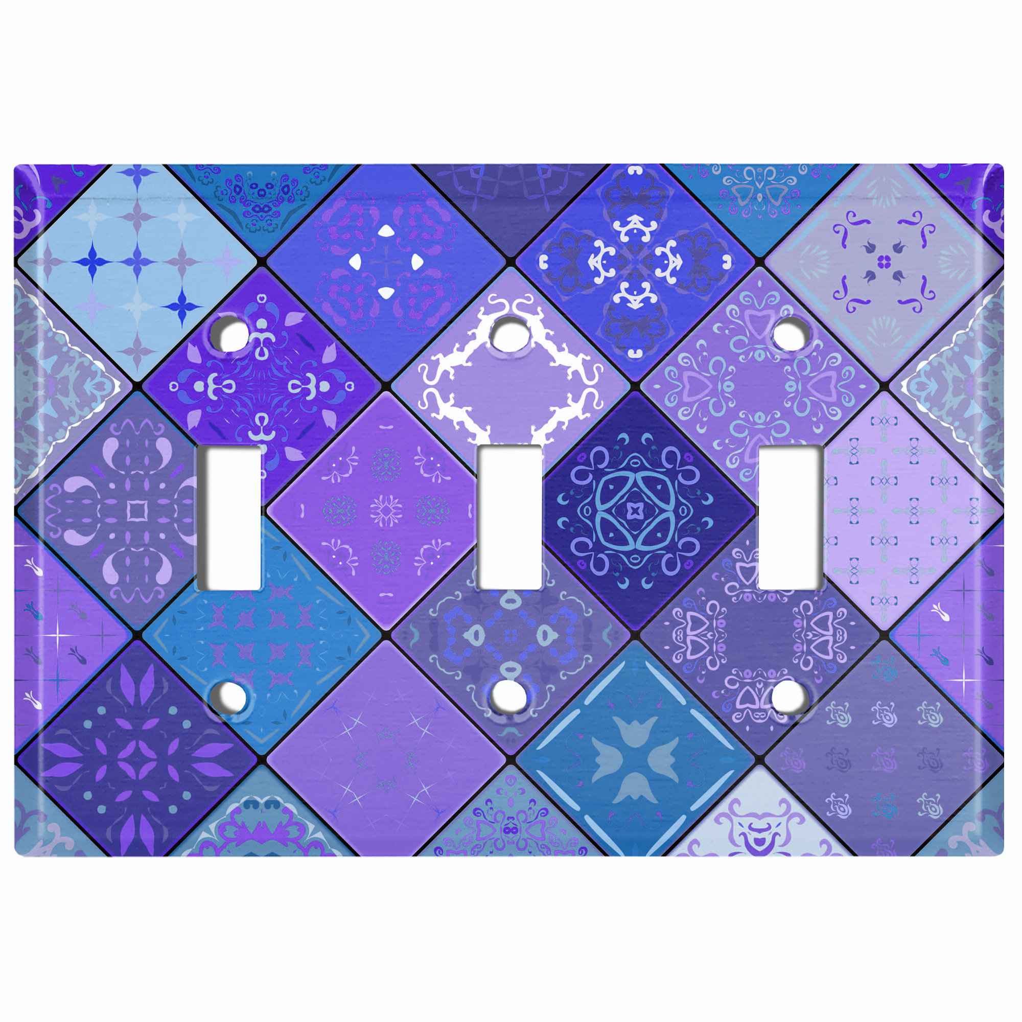 WorldAcc Vintage Purple Elegant Diagonal Pattern 3-Gang Toggle Light ...