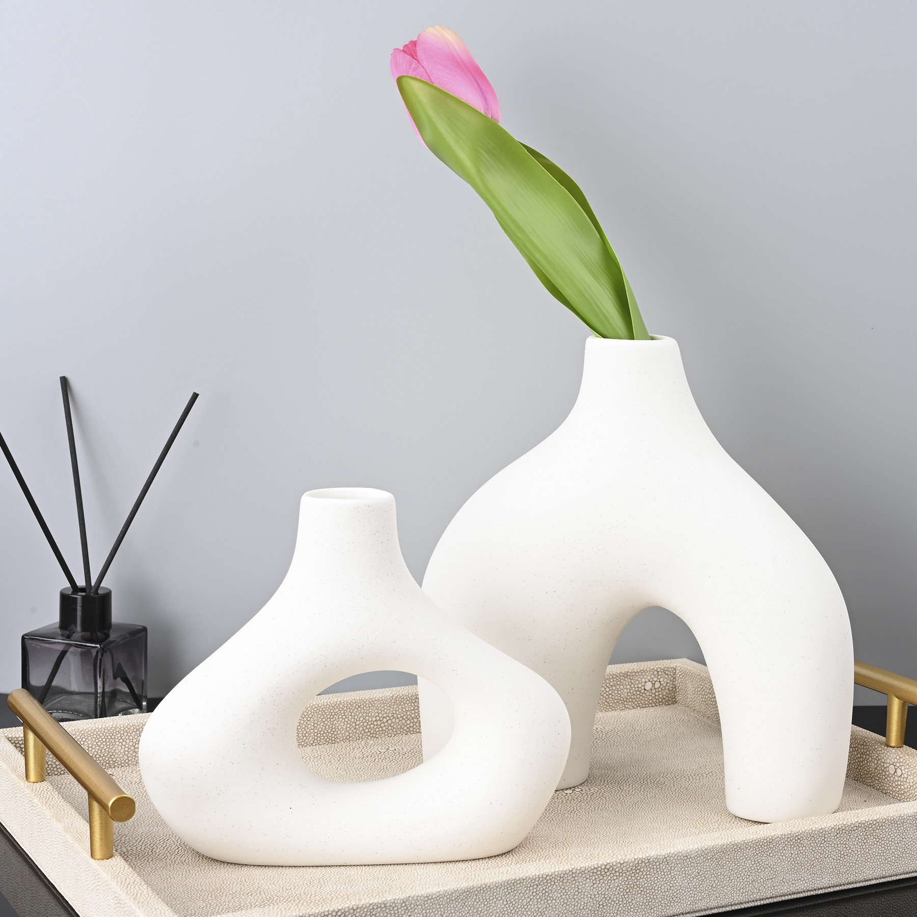 Ivy Bronx Elife 2 Piece Handmade Ceramic Table Vase Set & Reviews | Wayfair
