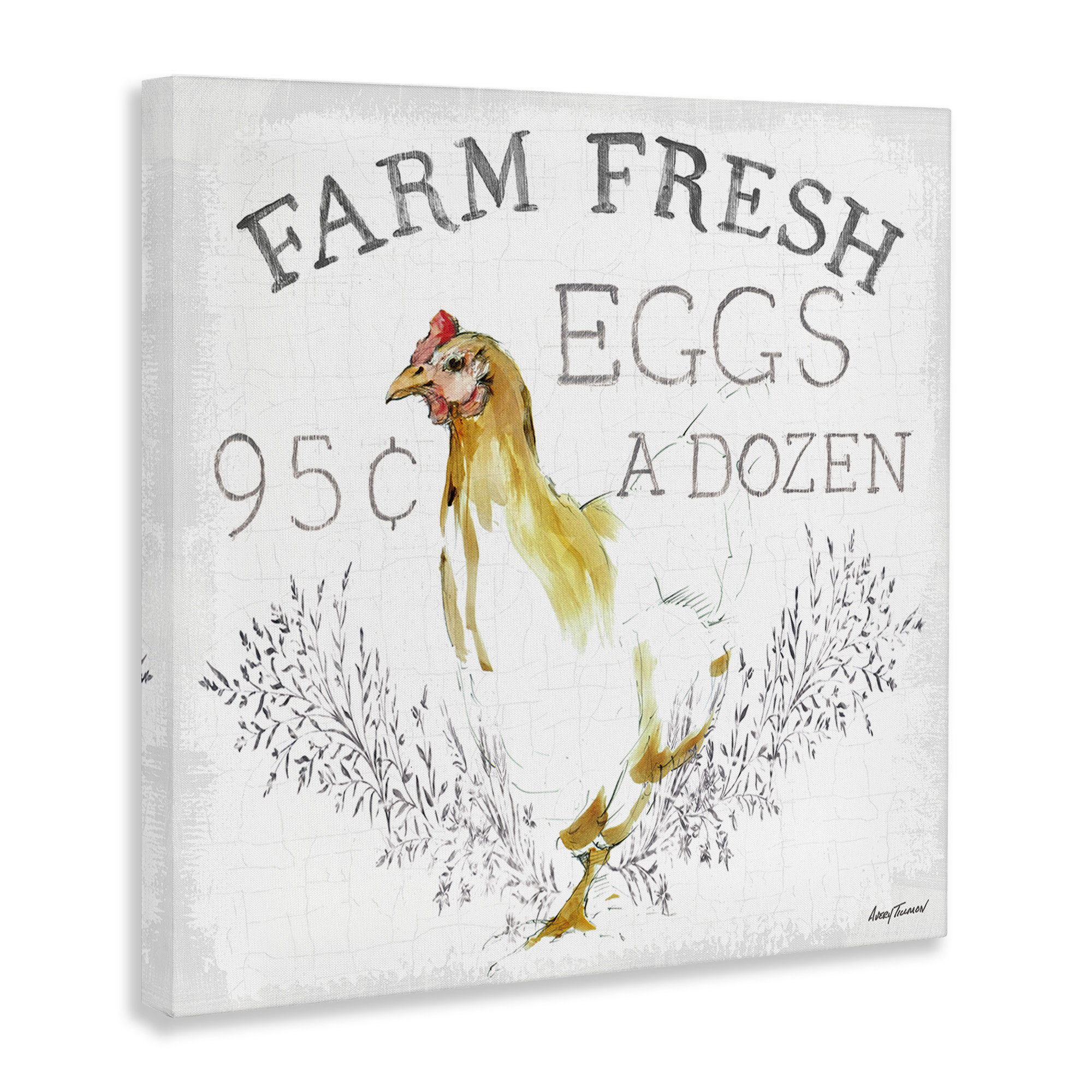 August Grove® Chicken Farm Fresh Vintage Sign Canvas Wall Art by Avery ...