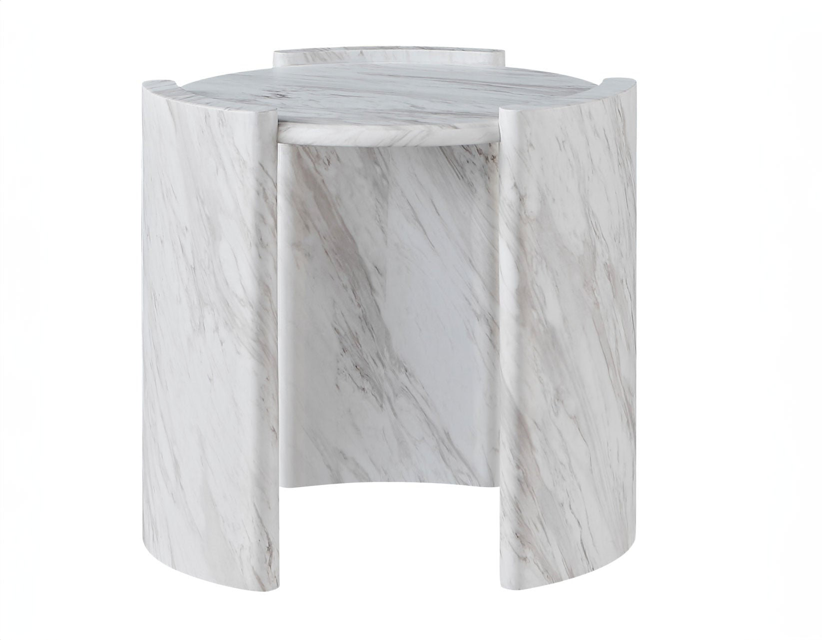 Orren Ellis Merino Faux-Marble Round End Table | Wayfair