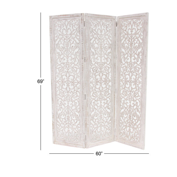 One Allium Way® Wooden Handmade Hinged Foldable Partition 3 Panel ...