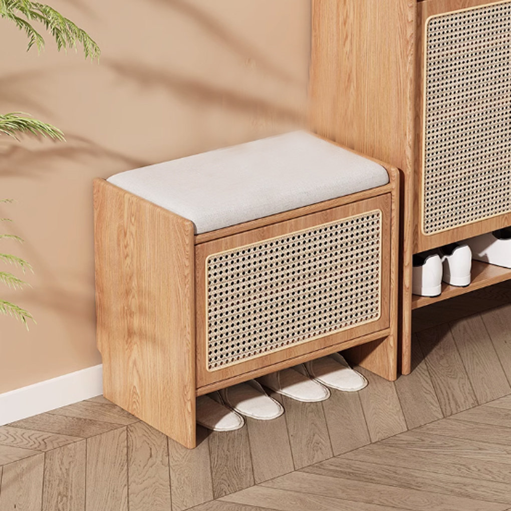 L Entrance Shoe Stool Small Solid Wooden Shoe Bench | Wayfair