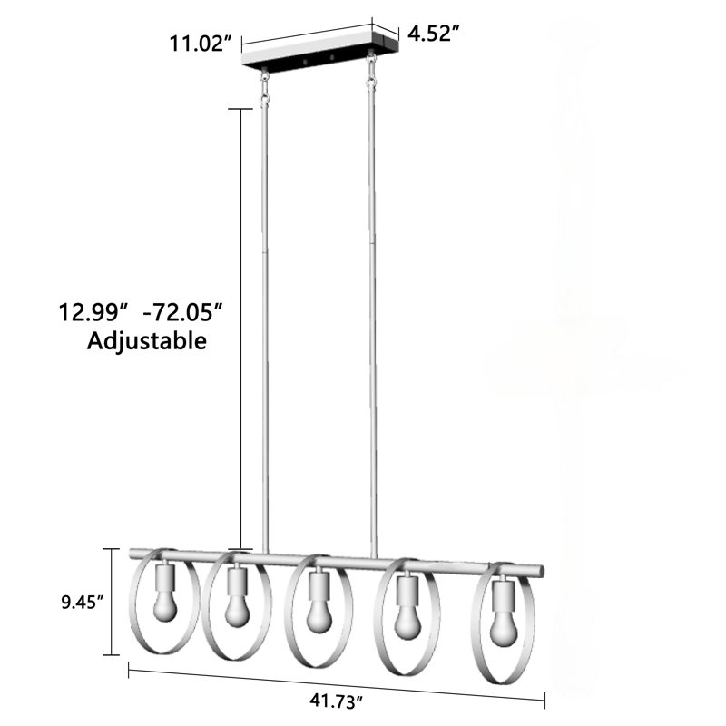 Mercer41 Zarely 5 - Light Dimmable Kitchen Island Pendant Modern Linear ...