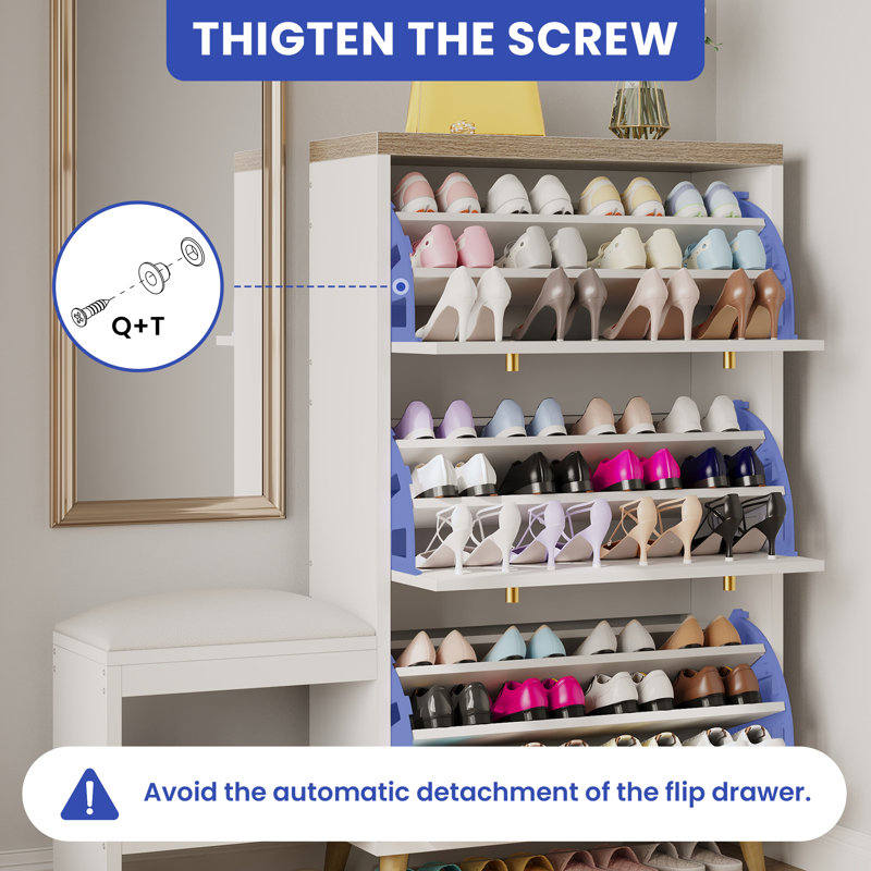 George Oliver 36 Pair Stackable Shoe Storage Cabinet & Reviews | Wayfair