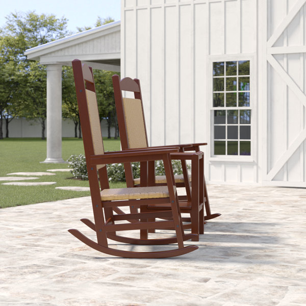 POLYWOOD® Presidential Woven Rocker 3-Piece Set in Mahogany / Tigerwood ...