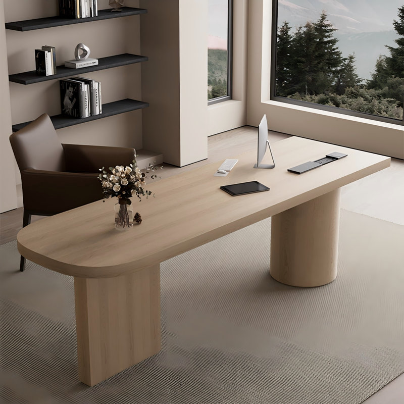 Tha Dream Team Modern Minimalist Beige Rectangular Solid Wood Office ...