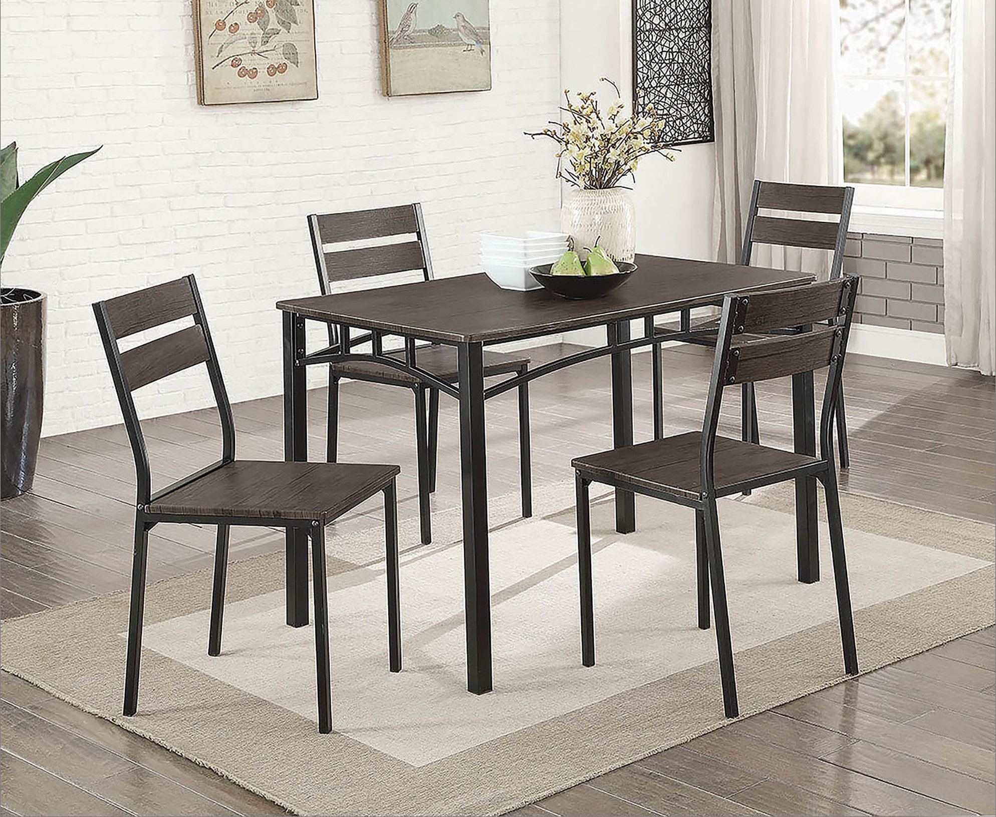 Williston Forge Dining Room Industrial Style Antique Brown 5pc Dining ...
