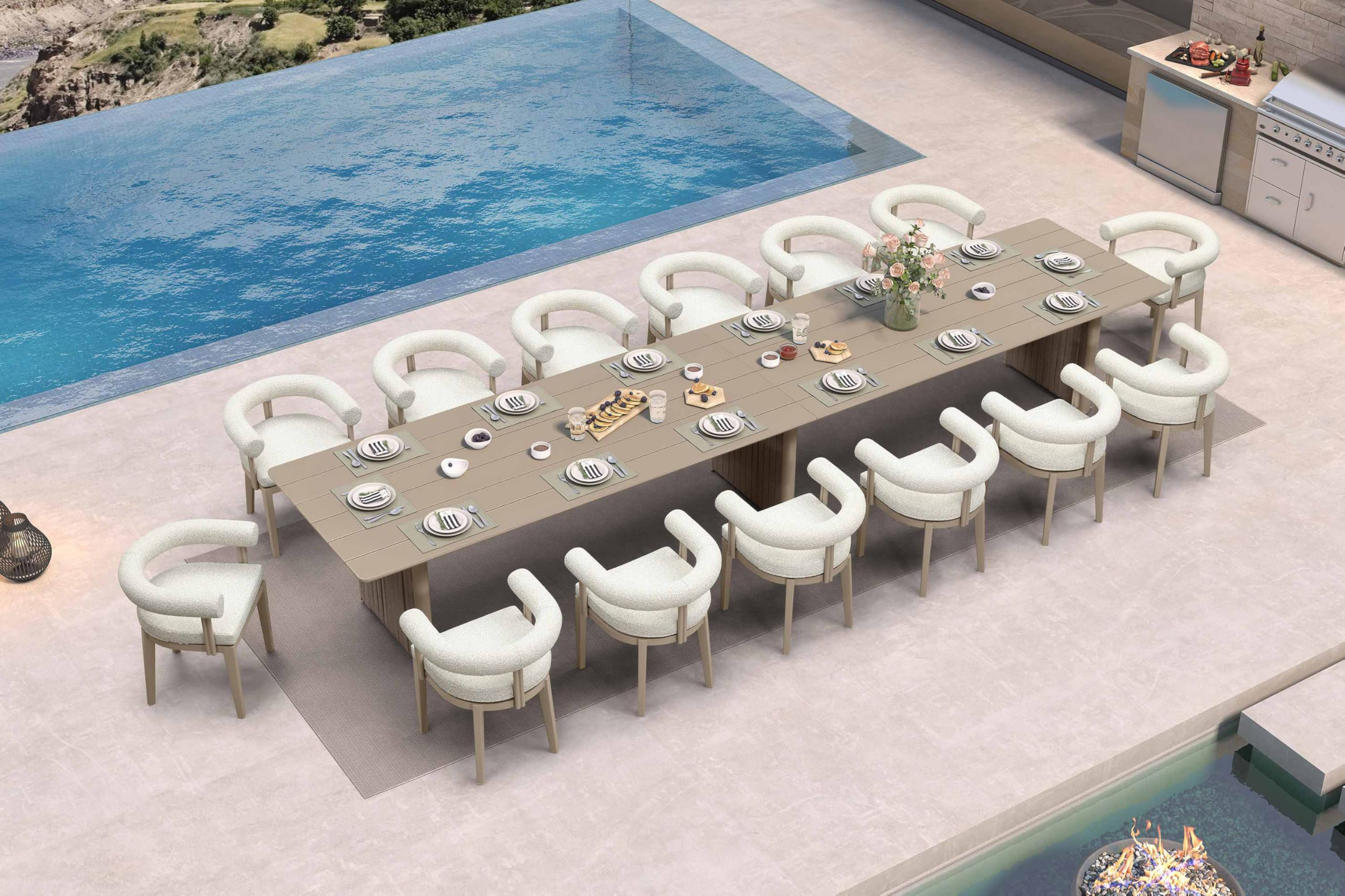 Hokku Designs Patio Dining Set 15 Pieces Luxury Modern Conversation Set ...