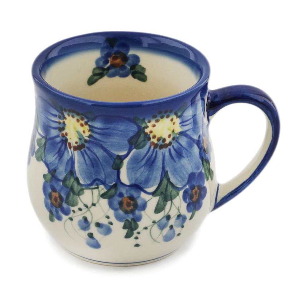 Polmedia Polish Pottery 11 Oz. Stoneware Mug - Himalayan Blue Poppy ...