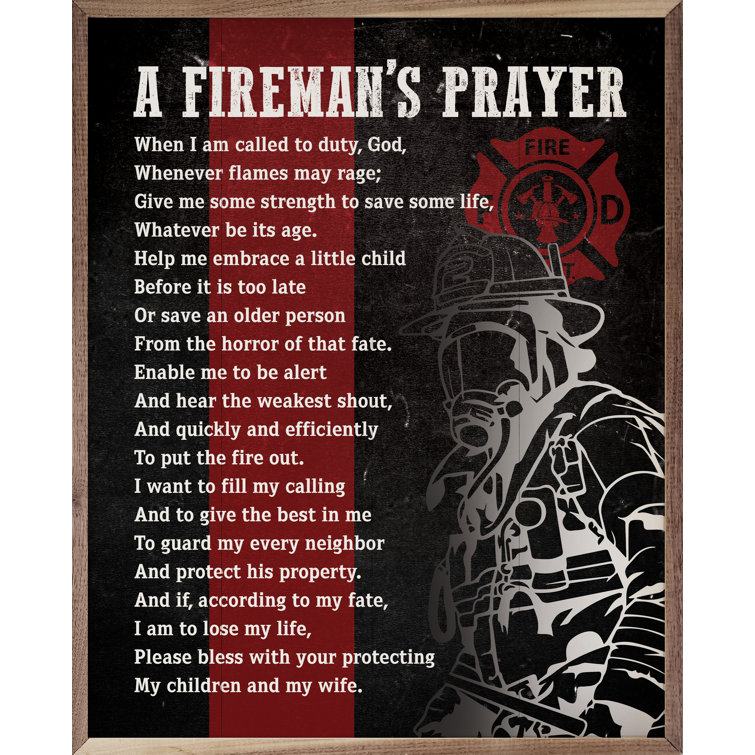 Trinx A Fireman's Prayer Framed On Wood Print | Wayfair