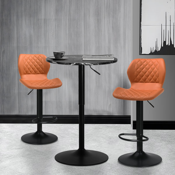 Ebern Designs Moaid 3 Piece Height-adjustable Pub Table and Leathered ...