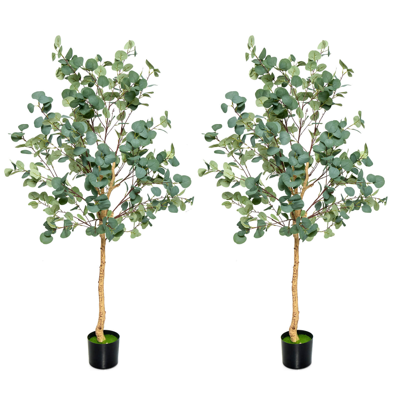 Primrue 2 Pcs 5.5ft Artificial Tree Fake Eucalyptus Tree For Living ...