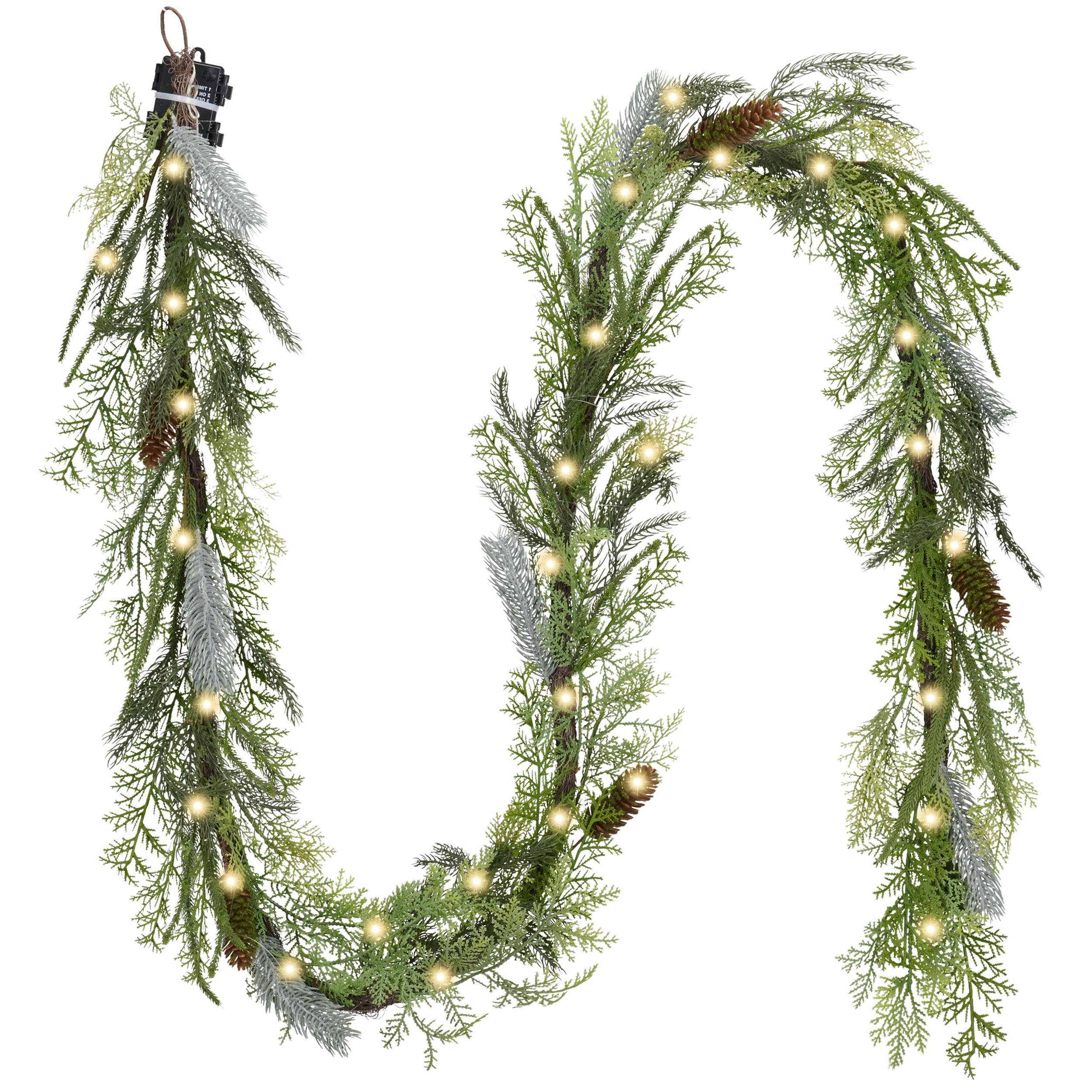 The Holiday Aisle® 9ft Prelit Norfolk Pine Christmas Garland with ...