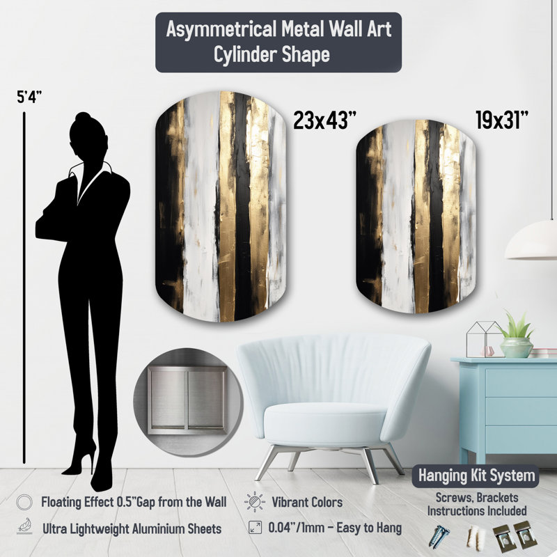 Ivy Bronx Simonis - Abstract Cylinder Shape Irregular Metal Wall Decor ...