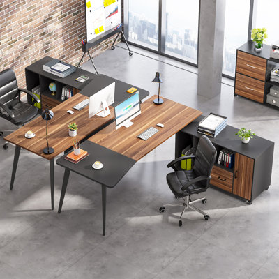 Ebern Designs Waldman 2 Piece Rectangle Executive Desk Office Set ...