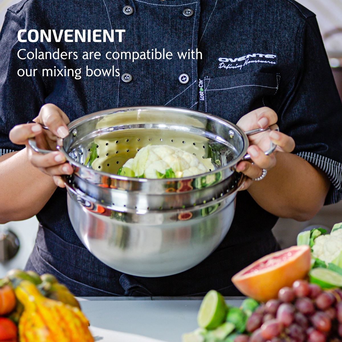 OVENTE Premium Stainless Steel Colander 3 Deep Kitchen Strainer, 1.5, 3 ...