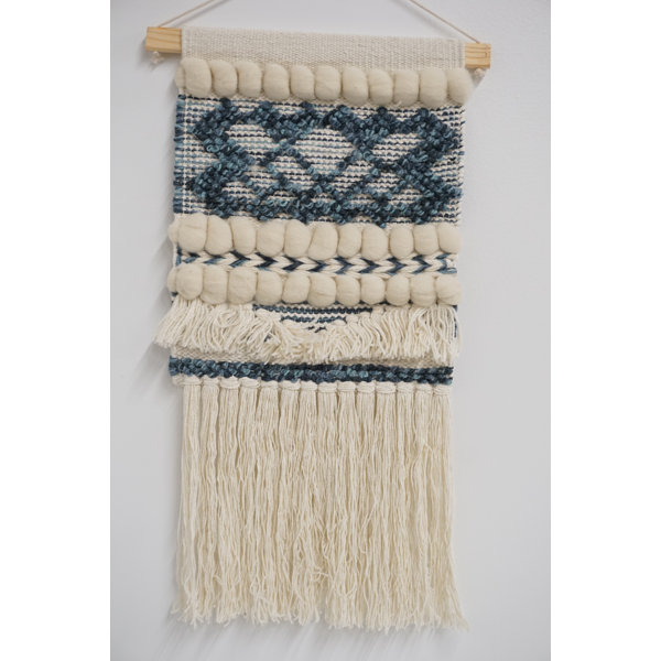 Bungalow Rose Wool and Cotton Macrame Wall Hanging with Rod Included ...