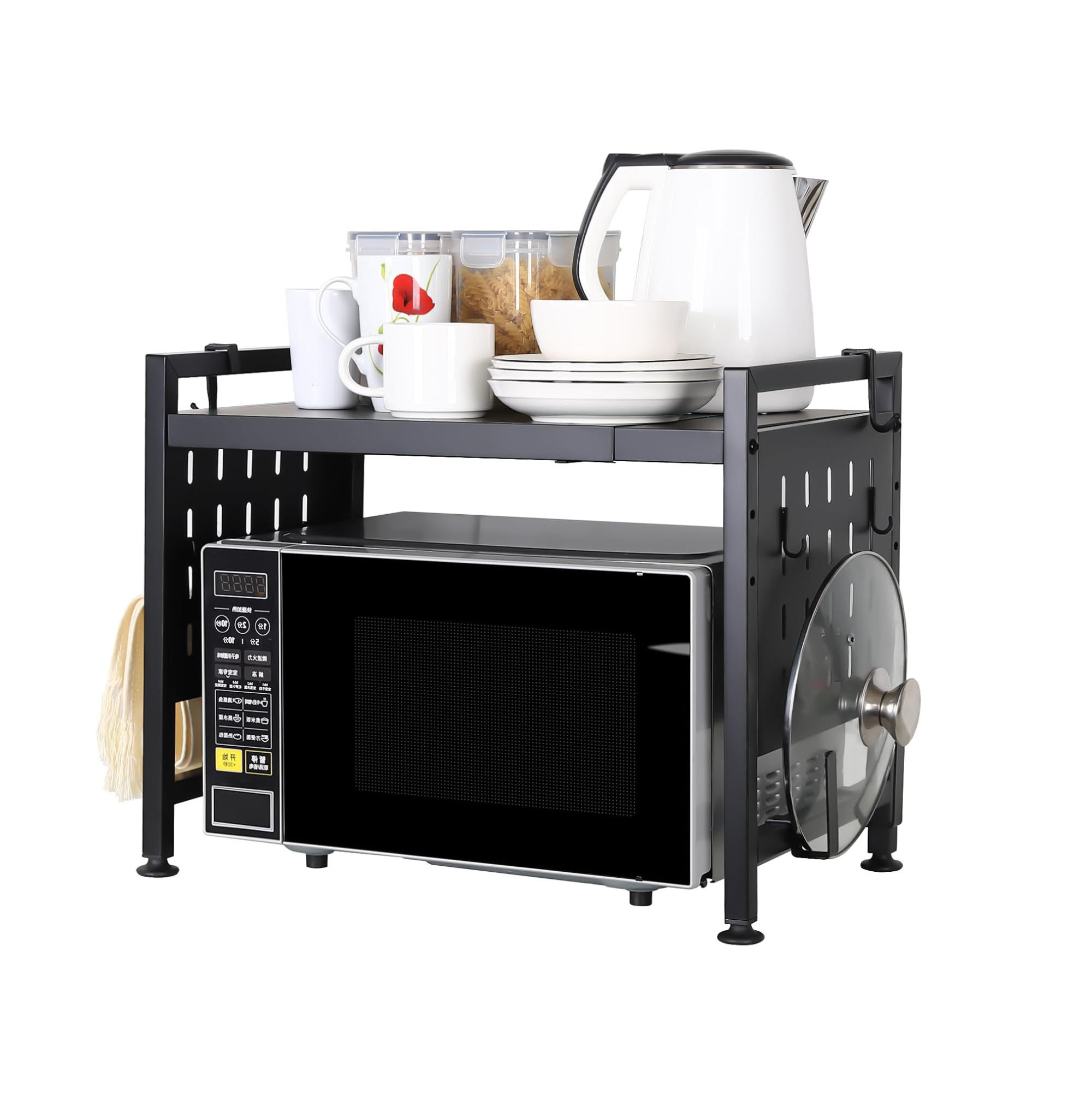 17 Stories Extendable Microwave Oven Rack, 2 Tier Adjustable Microwave ...