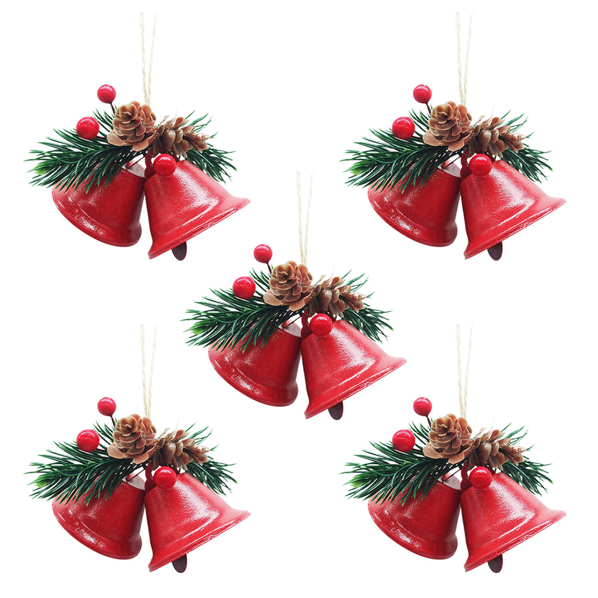 Ophelia & Co. Christmas Bells Ornaments 5 Pcs, Red Christmas Tree Bells ...