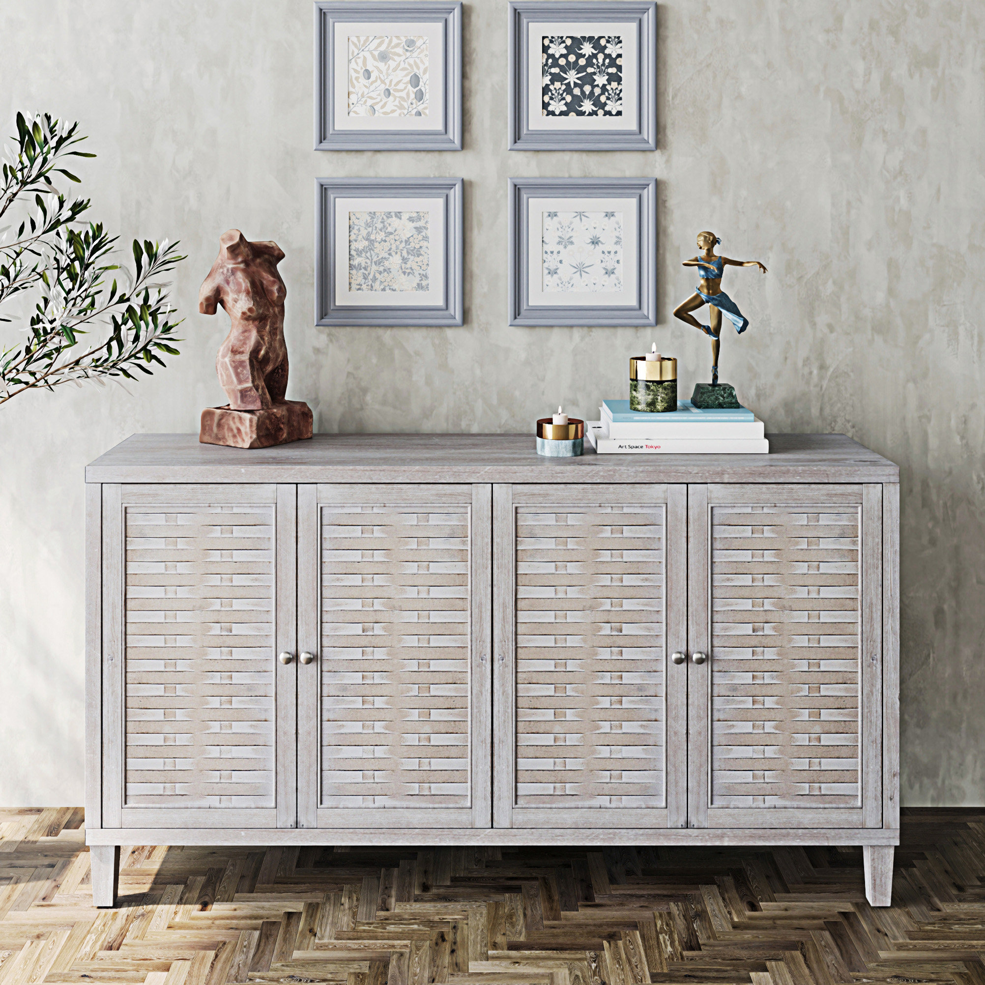 Dovecove Accent Cabinet 4 Door Wooden Cabinet Sideboard Buffet Server ...