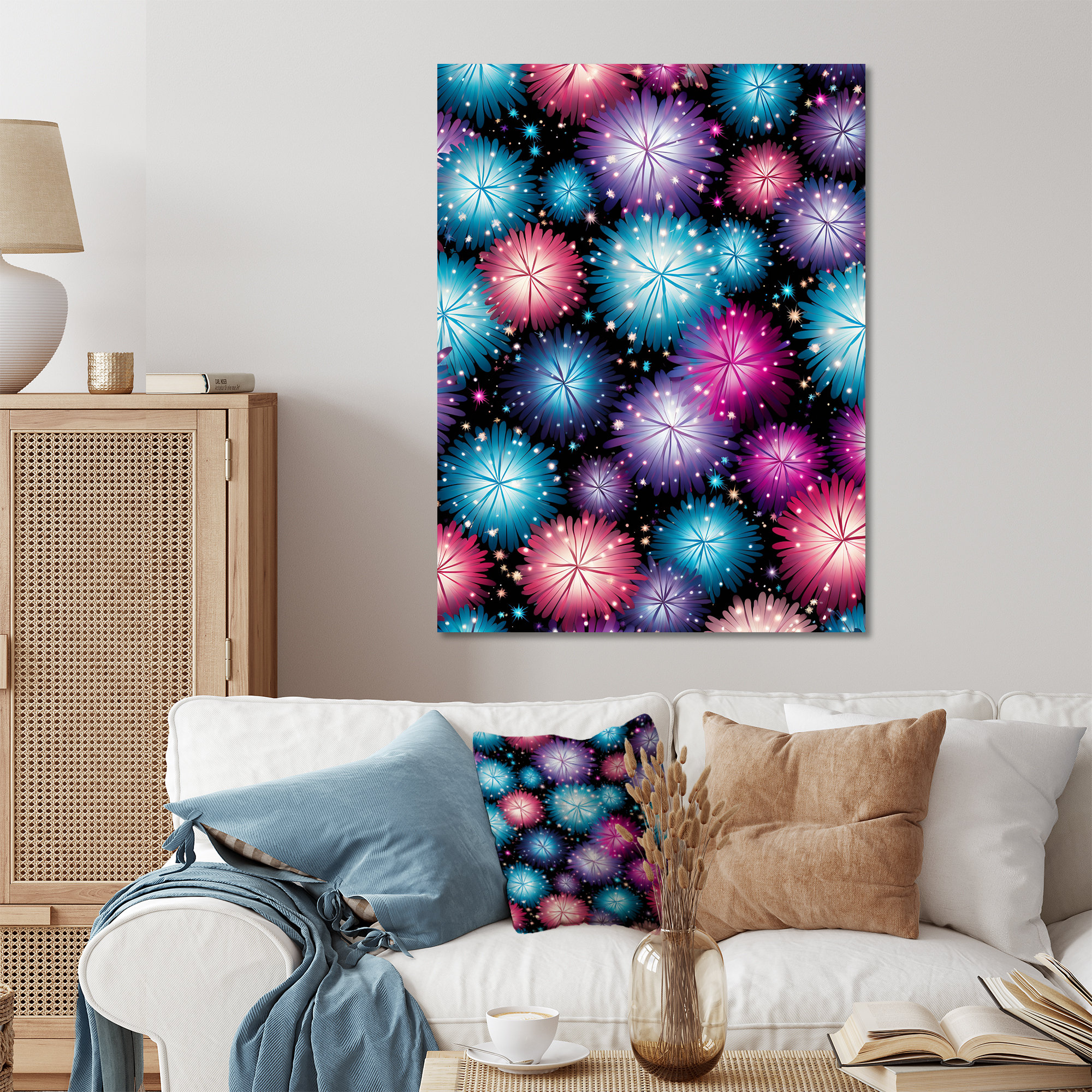 Ivy Bronx Luminous Symphony Fireworks - Fireworks Metal Wall Art | Wayfair