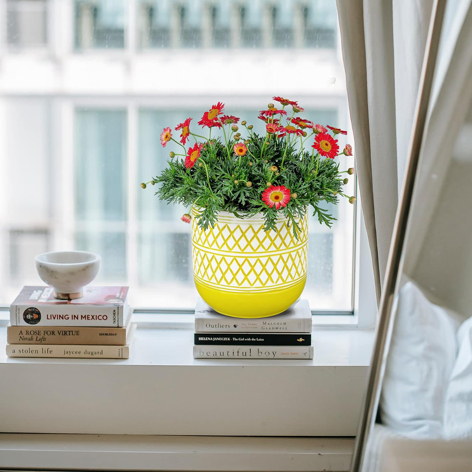 Dakota Fields 6"+4.7" Yellow Ceramic Pots – Indoor Planters With ...