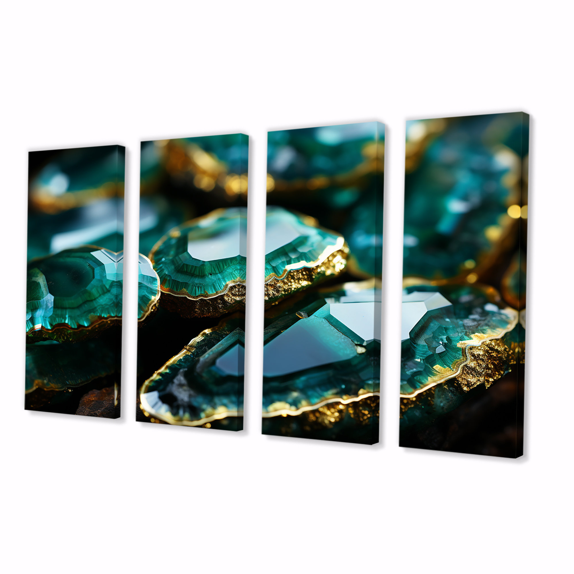 Mercer41 Green Emerald Amazonite Stone - Stone Geode 4 Piece Wall Art ...