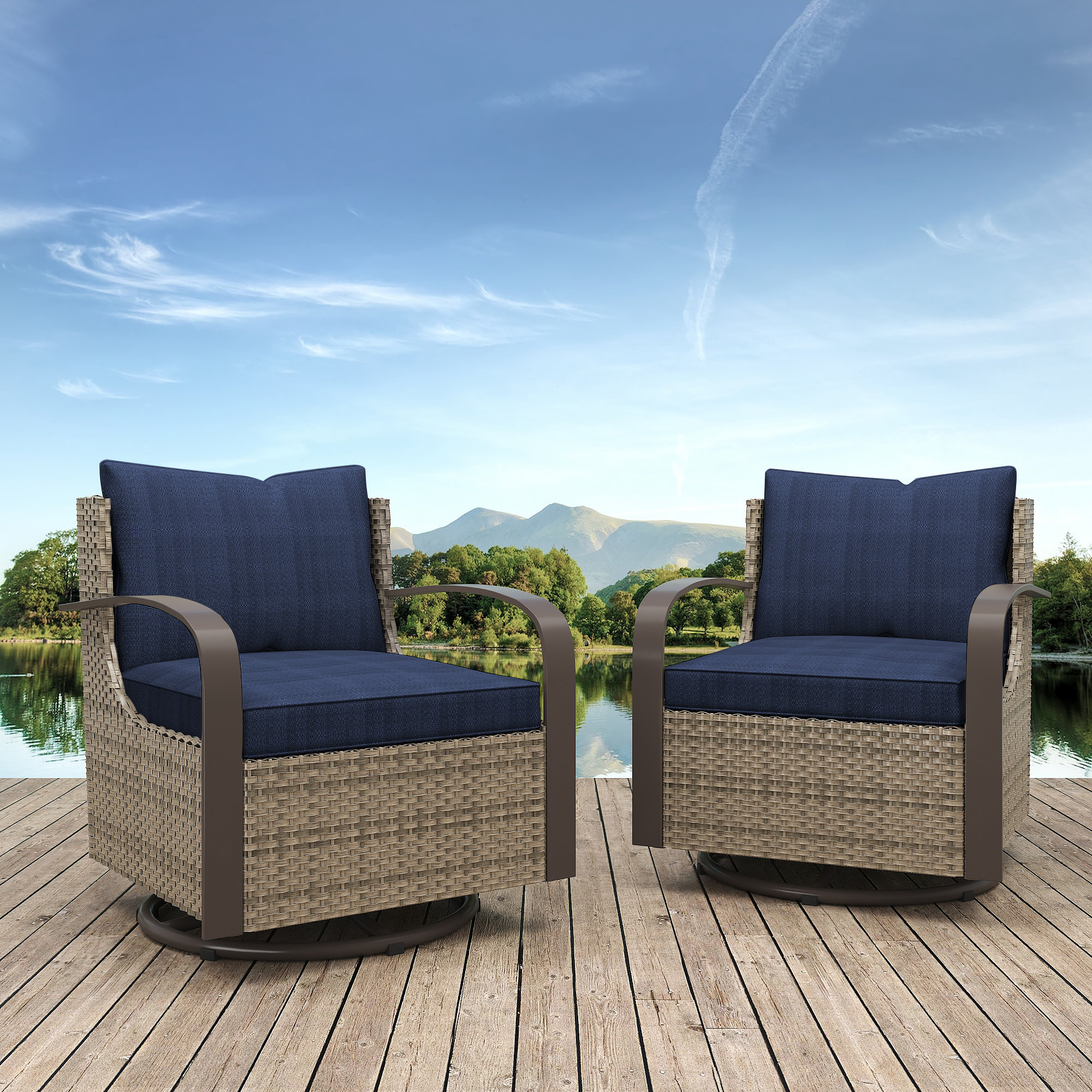 Red Barrel Studio® Premium Double-Handed Swivel Chair Set Of 2 ...