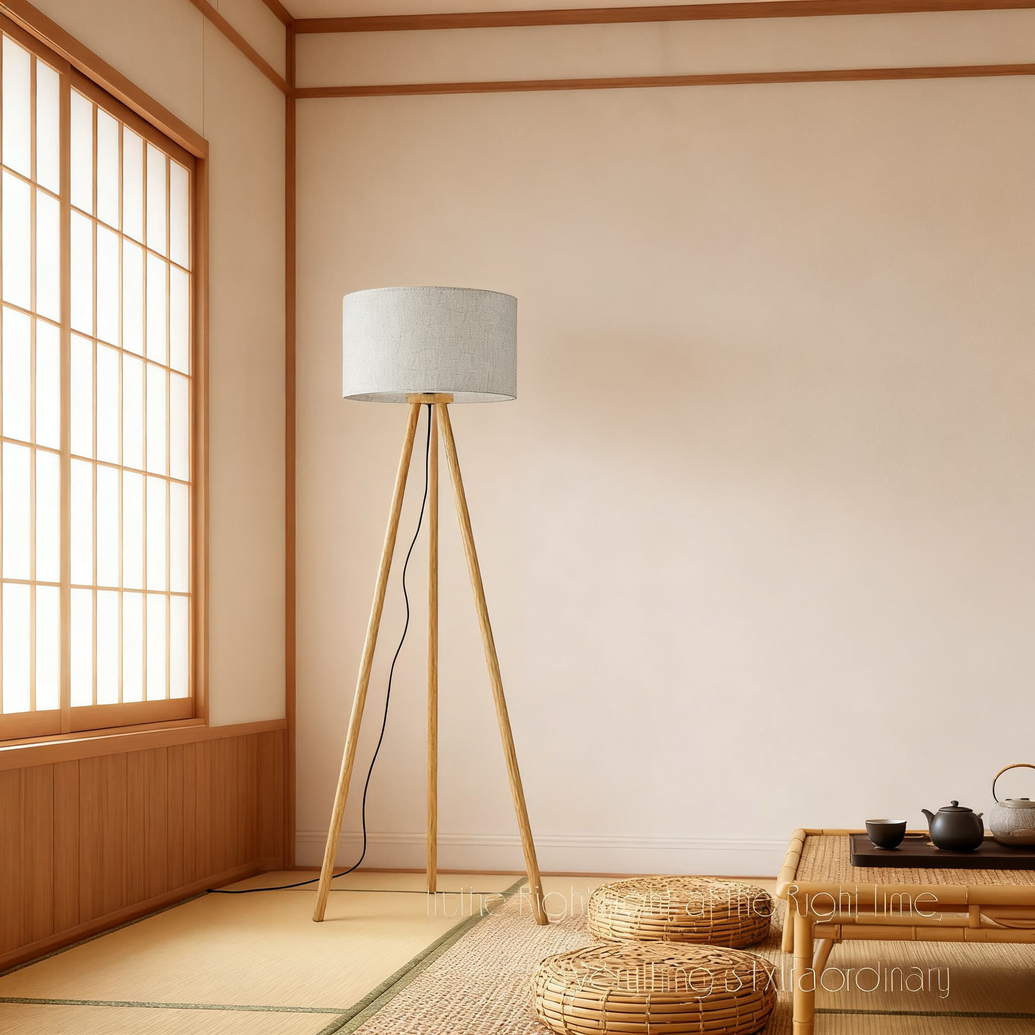 Corrigan Studio® Modern Wood Tripod Floor Lamp With 3-Way Light & Linen ...