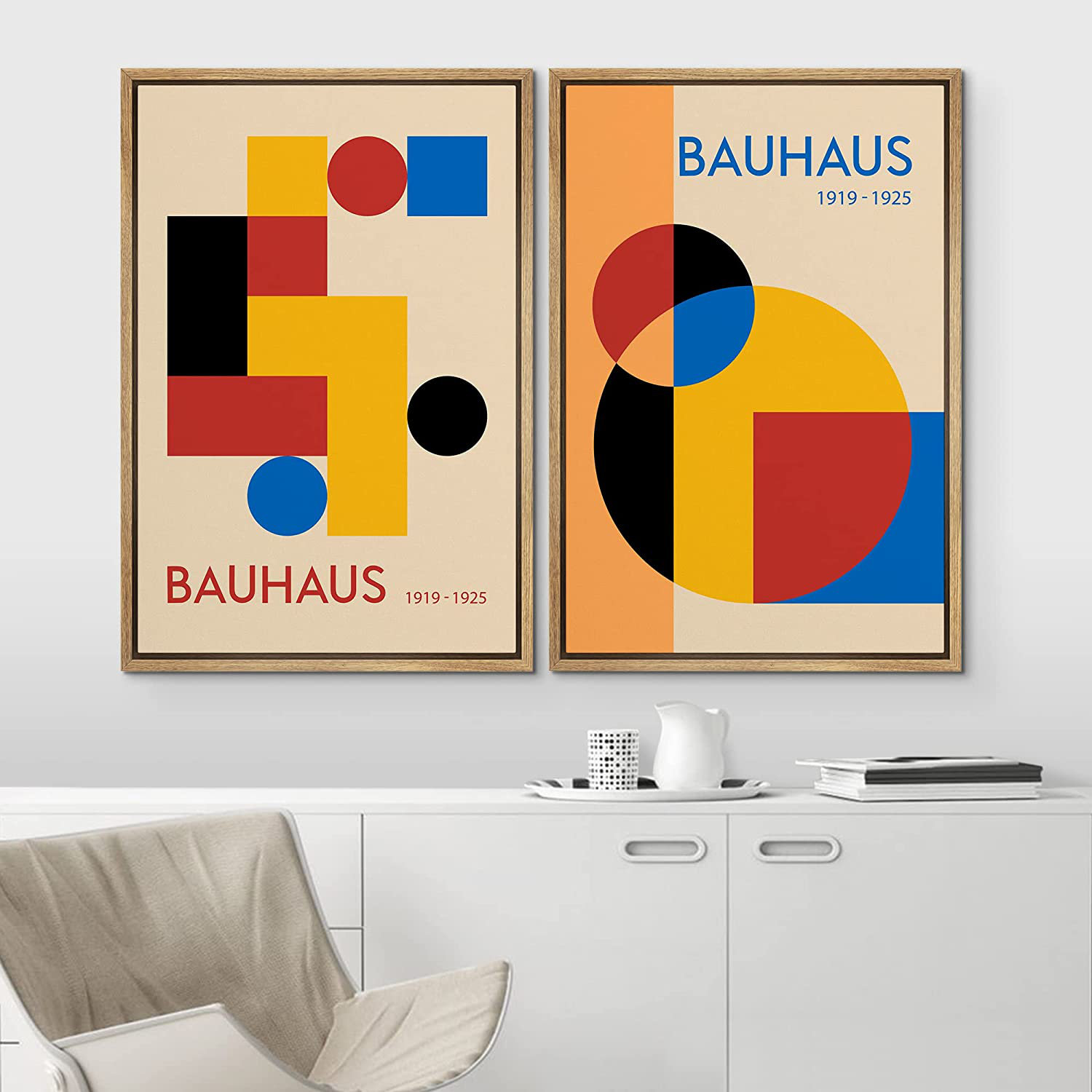 IDEA4WALL Classical Artwork Mid-Century Geometric Block Polygons - 2 ...