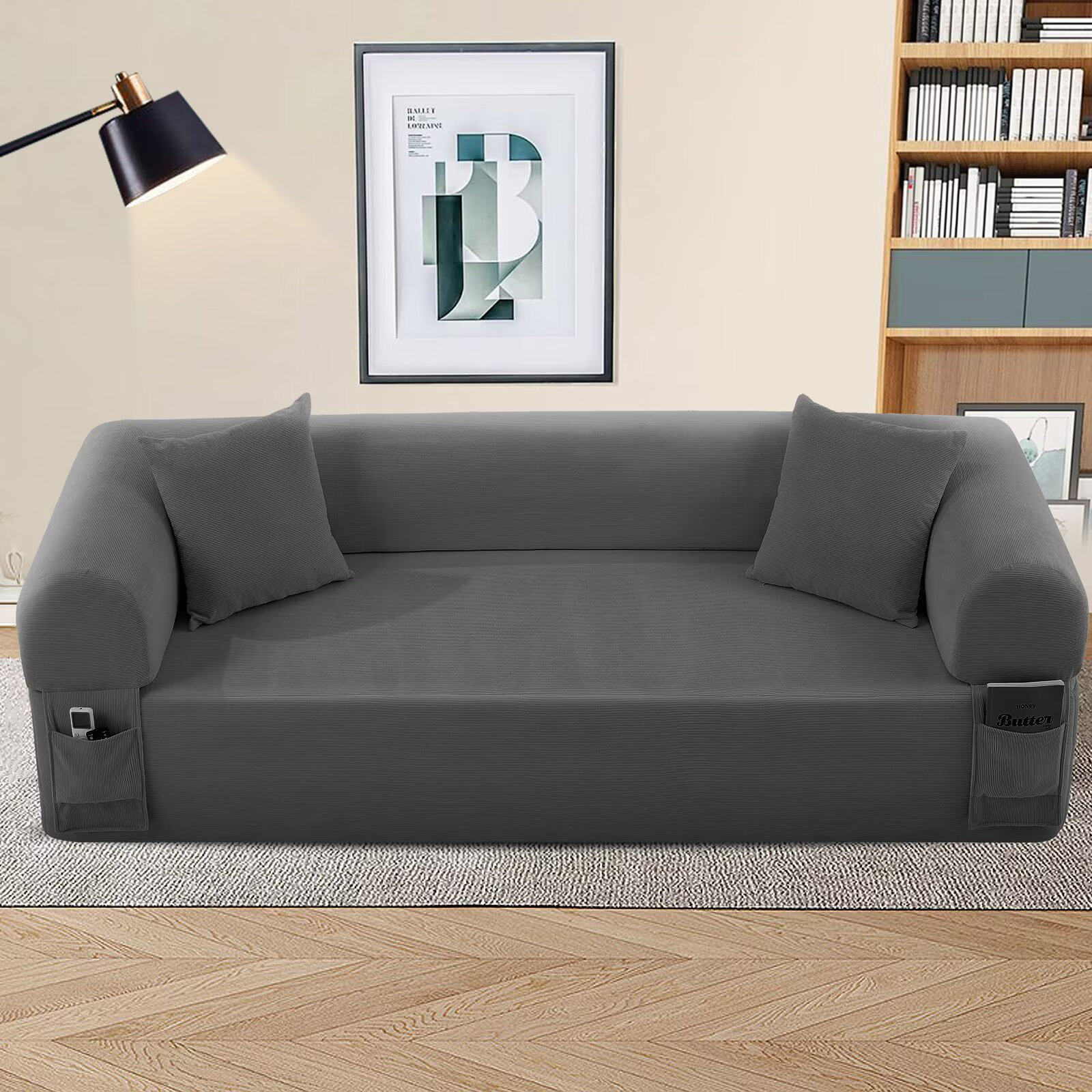 Wrought Studio™ Floor Couch - 3 Seats Compression Sofa with Pillows ...