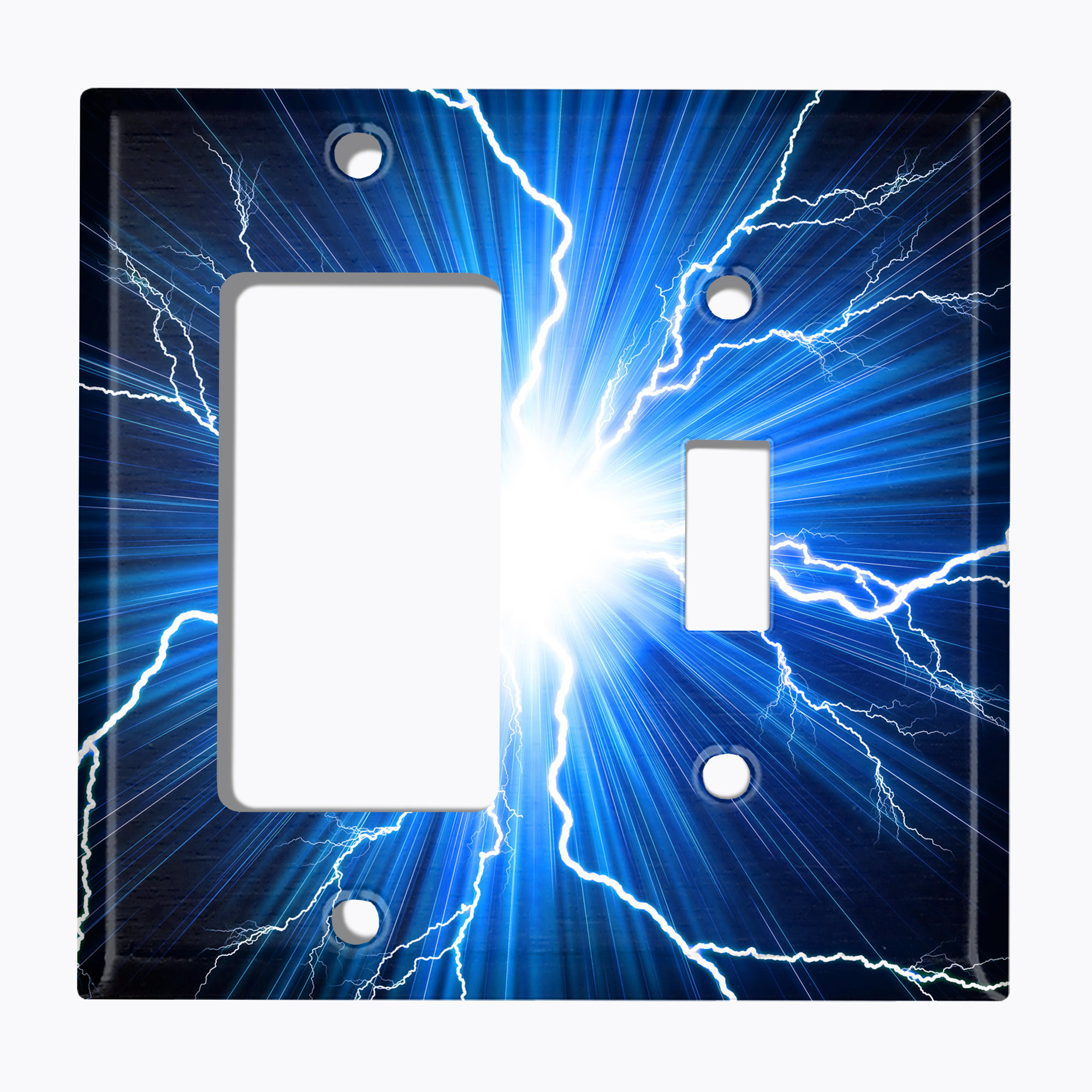 WorldAcc Metal Light Switch Plate Outlet Cover (Lightning Blue - Single ...