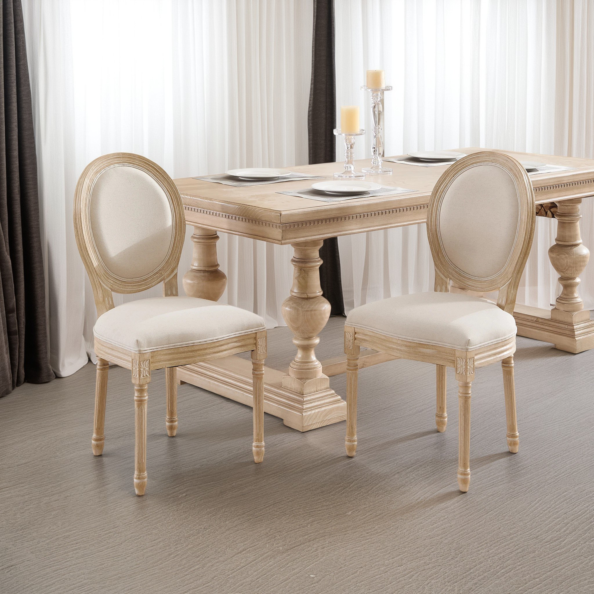Ophelia & Co. French Country Dining Chairs Set of 2, Upholstered Chairs ...