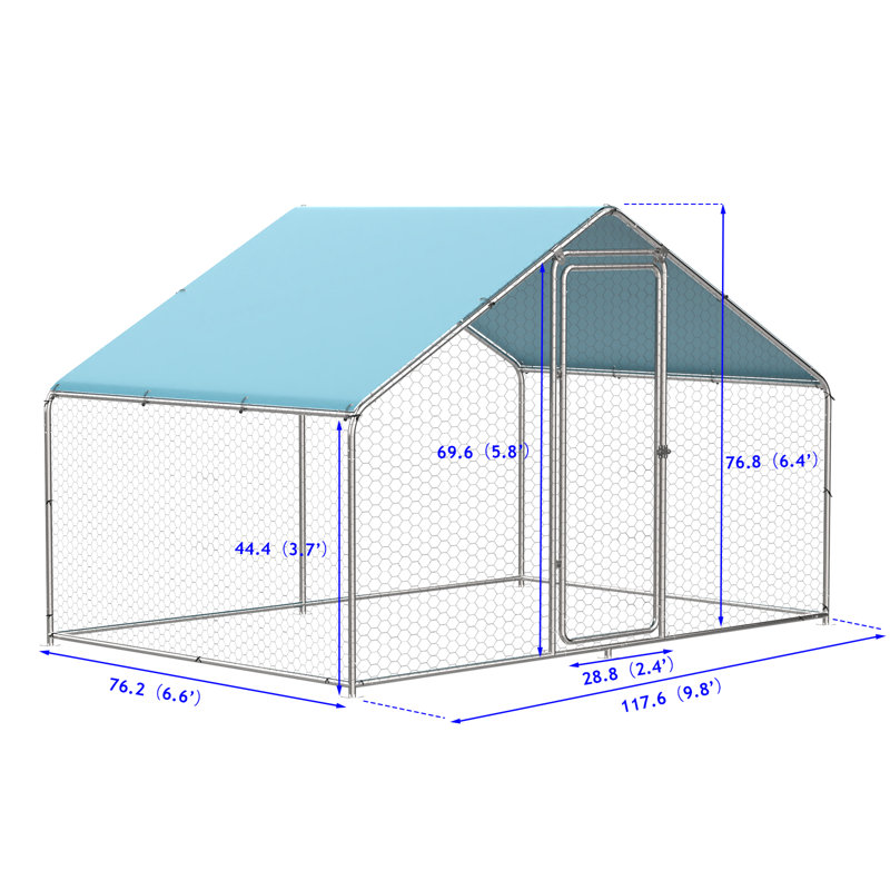 Tucker Murphy Pet™ Dayson Metal Chicken Run Coop, Walk-in Poultry Cage ...