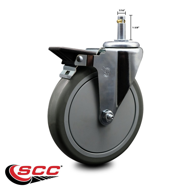 Service Caster 6 Inch Polyurethane Wheel Swivel 7/16 Inch Grip Ring ...