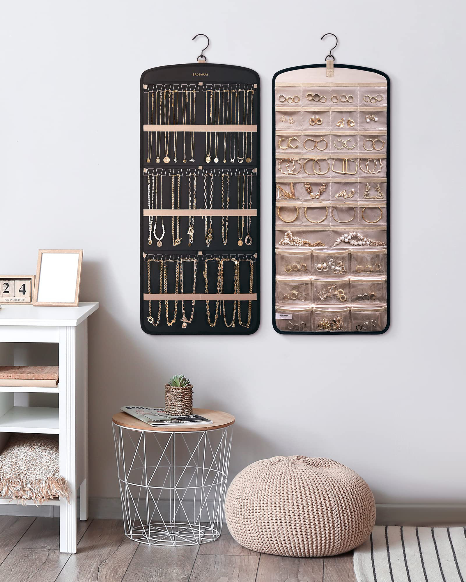 Rebrilliant Hanging Jewellery Organizer, Necklace Holder Anti-Tangle ...