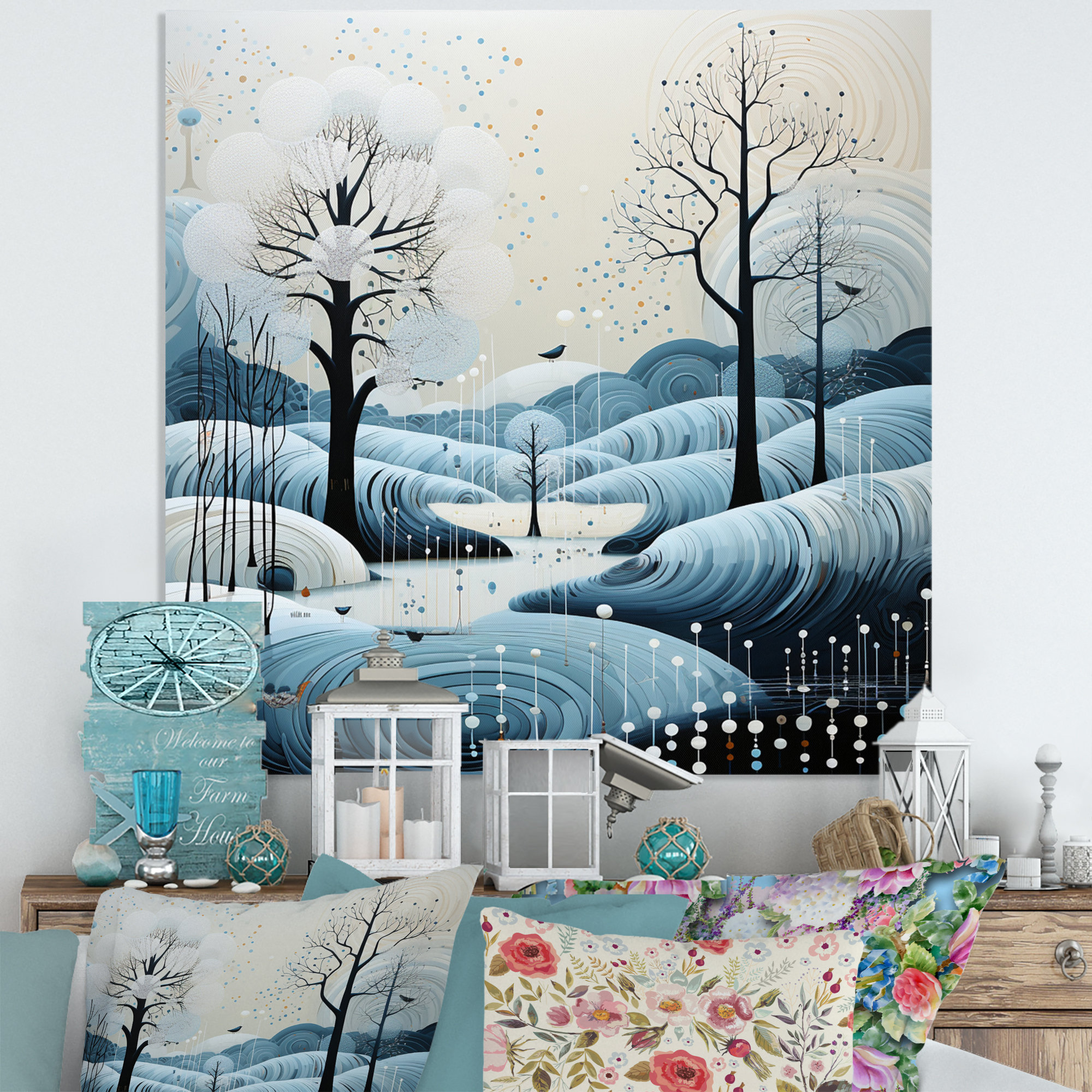 Ebern Designs Blue White Modern Scandinavian Serenade I - Landscapes ...