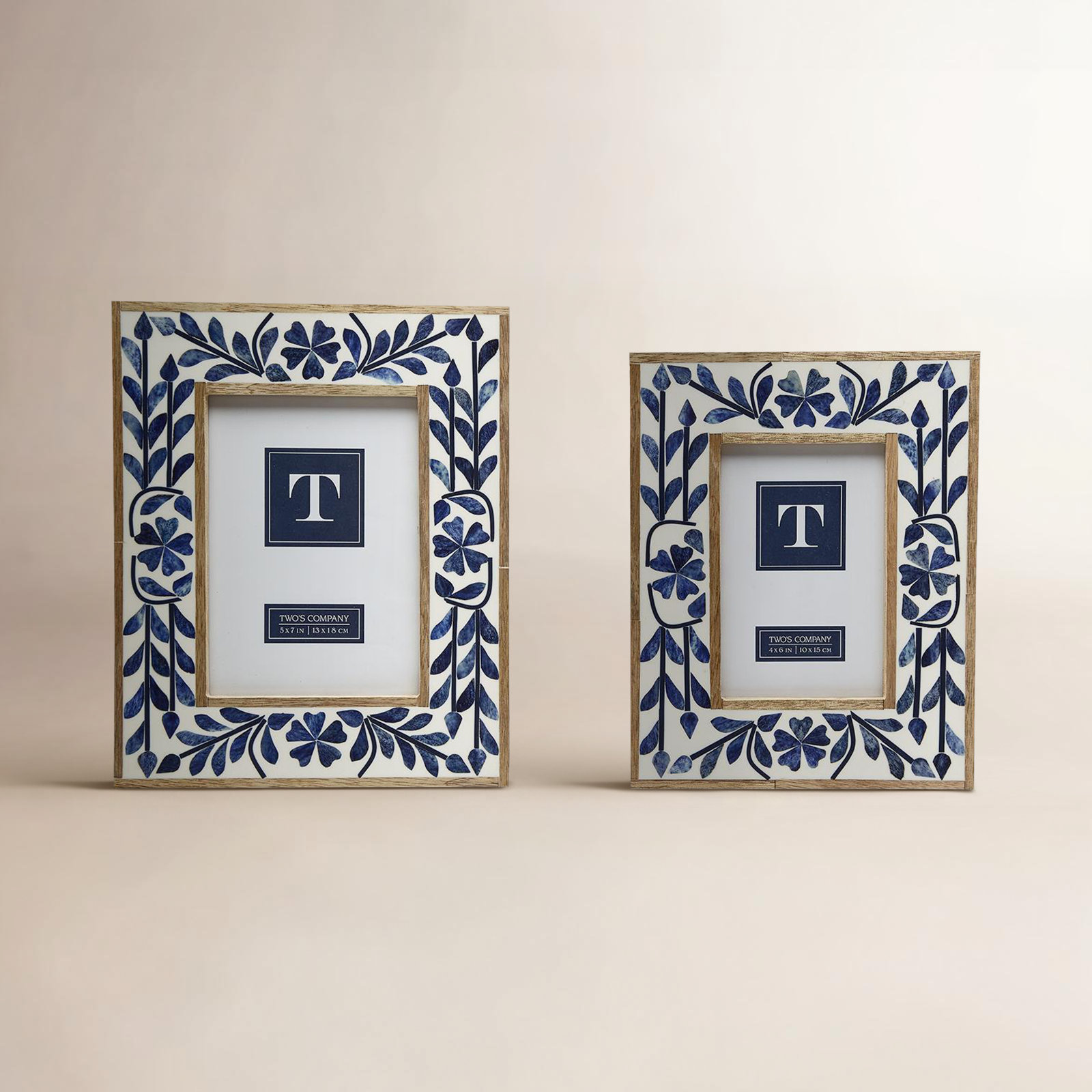 Birch Lane™ Blue Belle Set Of 2 Bone Inlay Photo Frame | Birch Lane