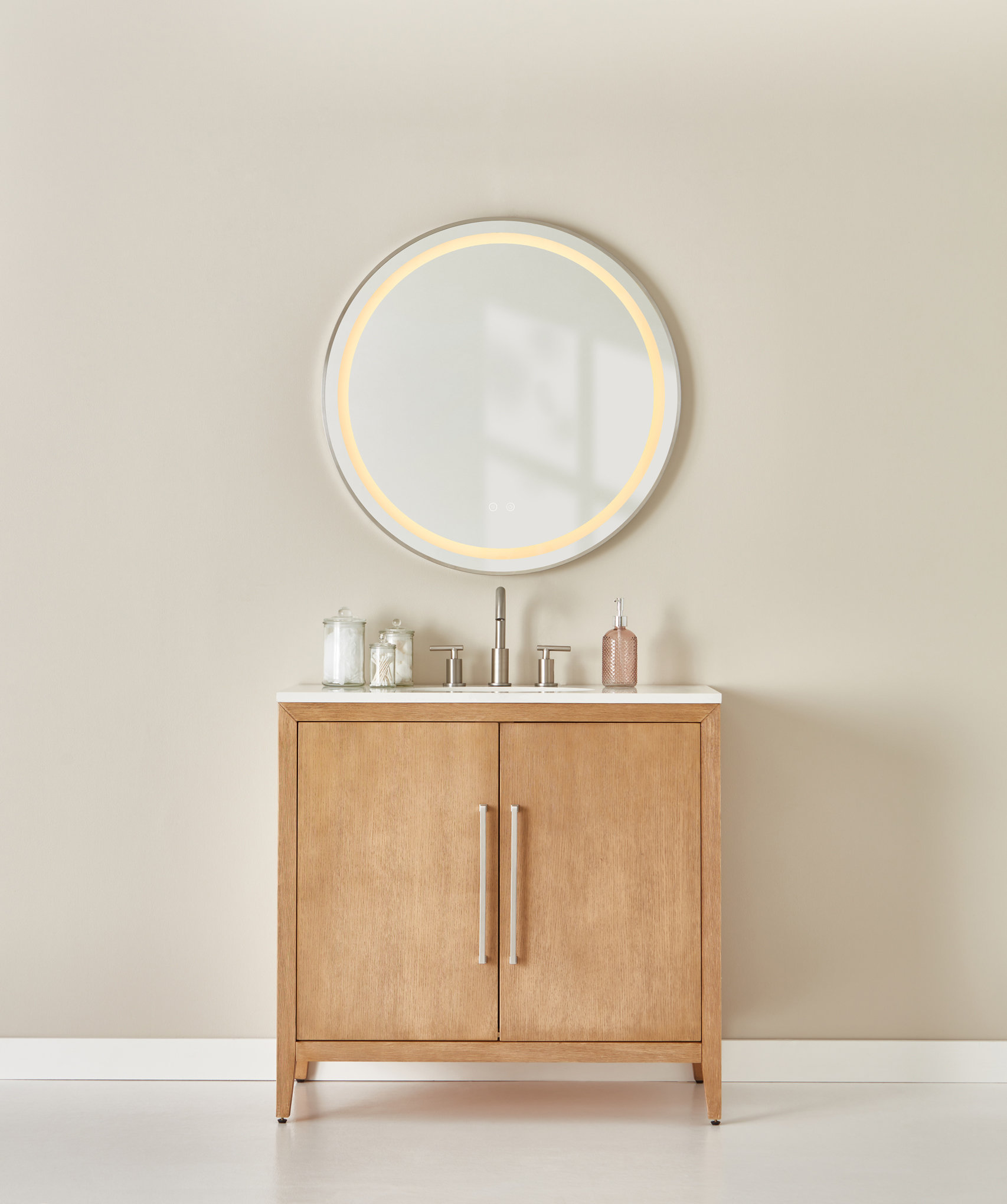 luca + lex Alder Framed Round LED Mirror Matte Black - Wayfair Canada