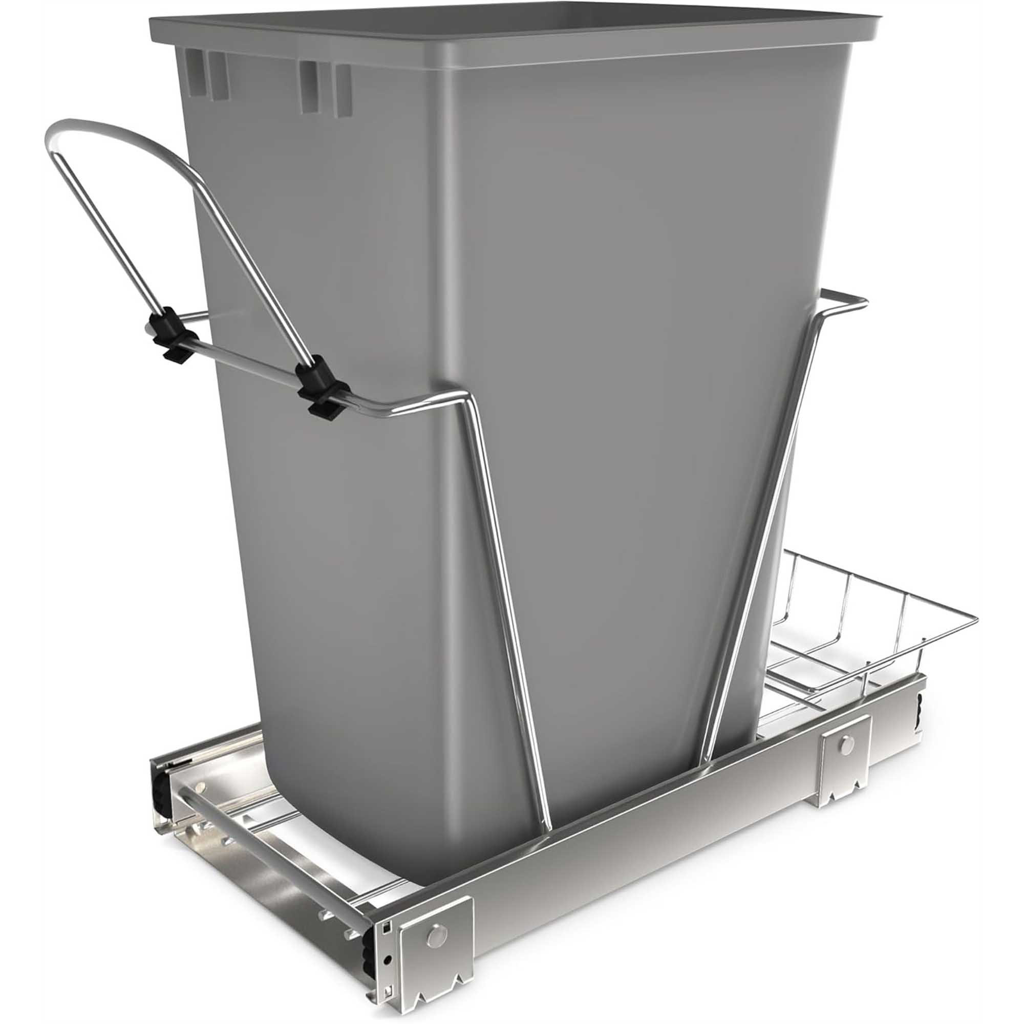 Cubiker 35 Quart Pullout Kitchen Trash Can, Metallic Silver Sliding ...
