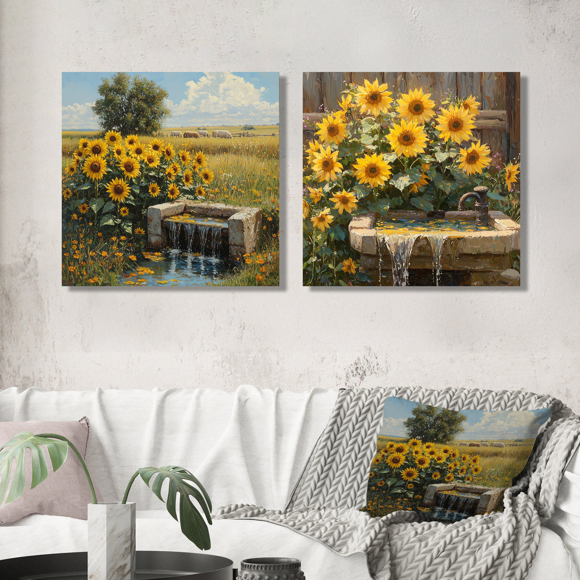August Grove® Sunflowers Near The Water Trough I - Sunflowers Wall Art ...
