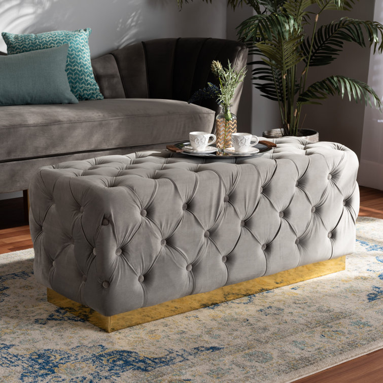 Blue Elephant 108cm Wide Tufted Rectangle Solid Colour Footstool ...