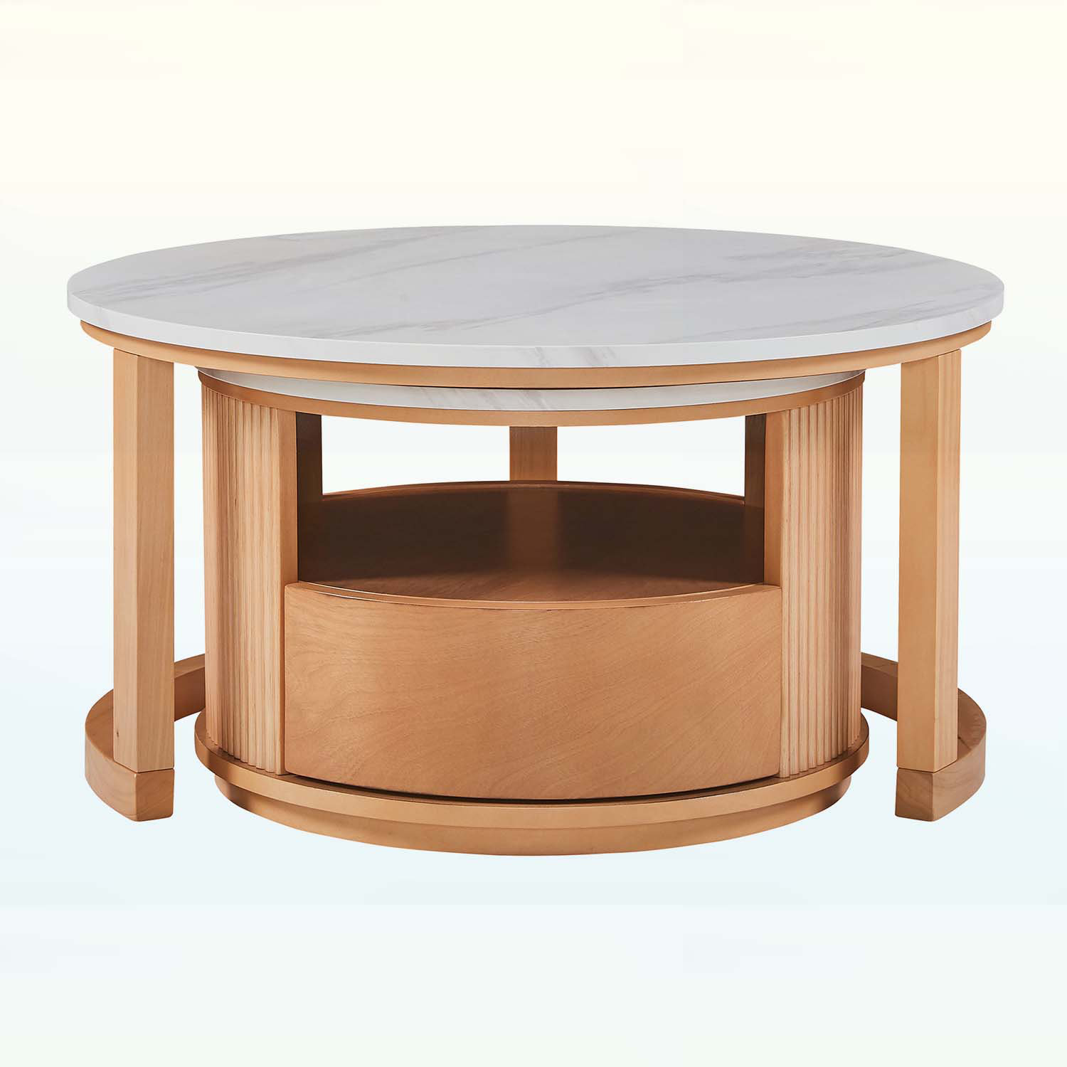 Latitude Run® Round Nesting Coffee Table,Two-Tier Storage And ...