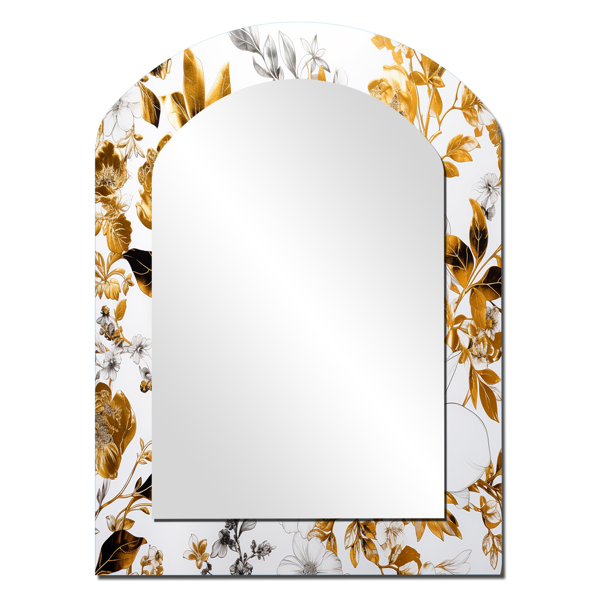 Astoria Grand Floral Gold Glam Blossoming Wild White Roses II - Rose ...