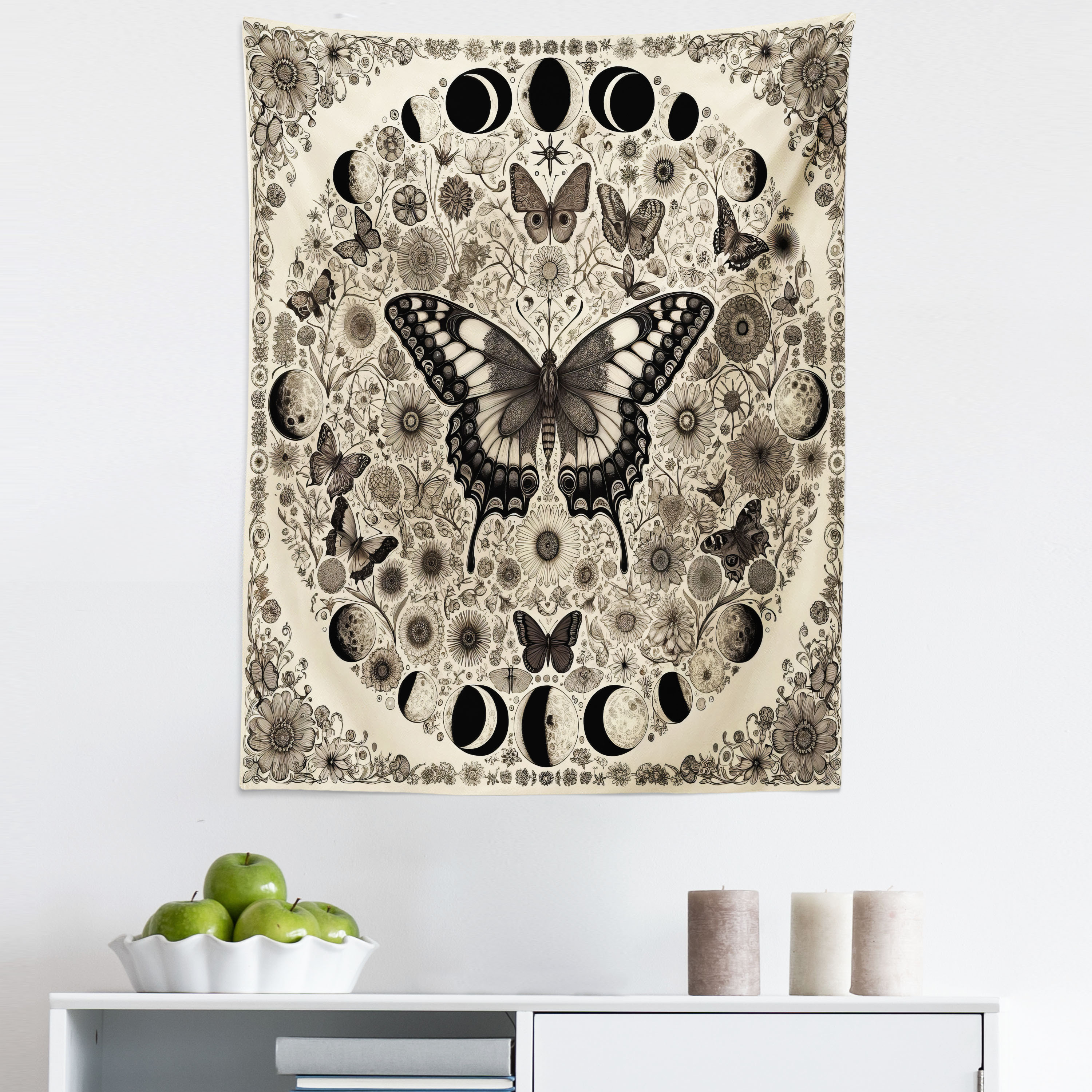 Winston Porter Boho Art Nostalgia Medieval Floral Eggshell Dark Taupe ...