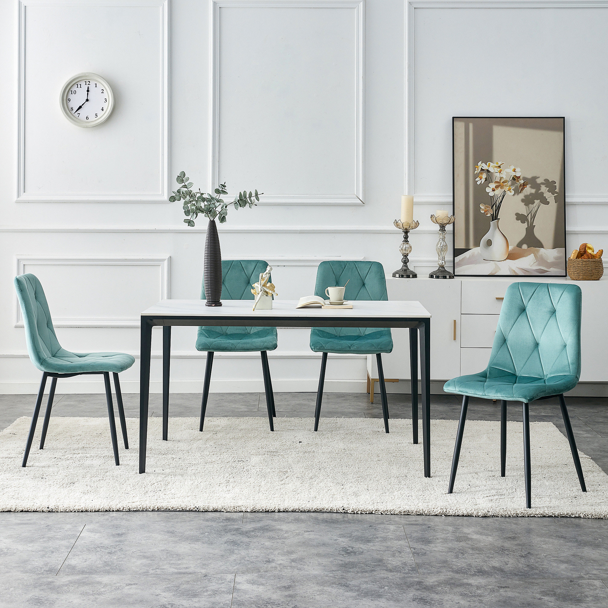 Mercer41 Leesly Velvet Steel Side Chair,Upholstered dining room chair,dinning chair,kitchen ...