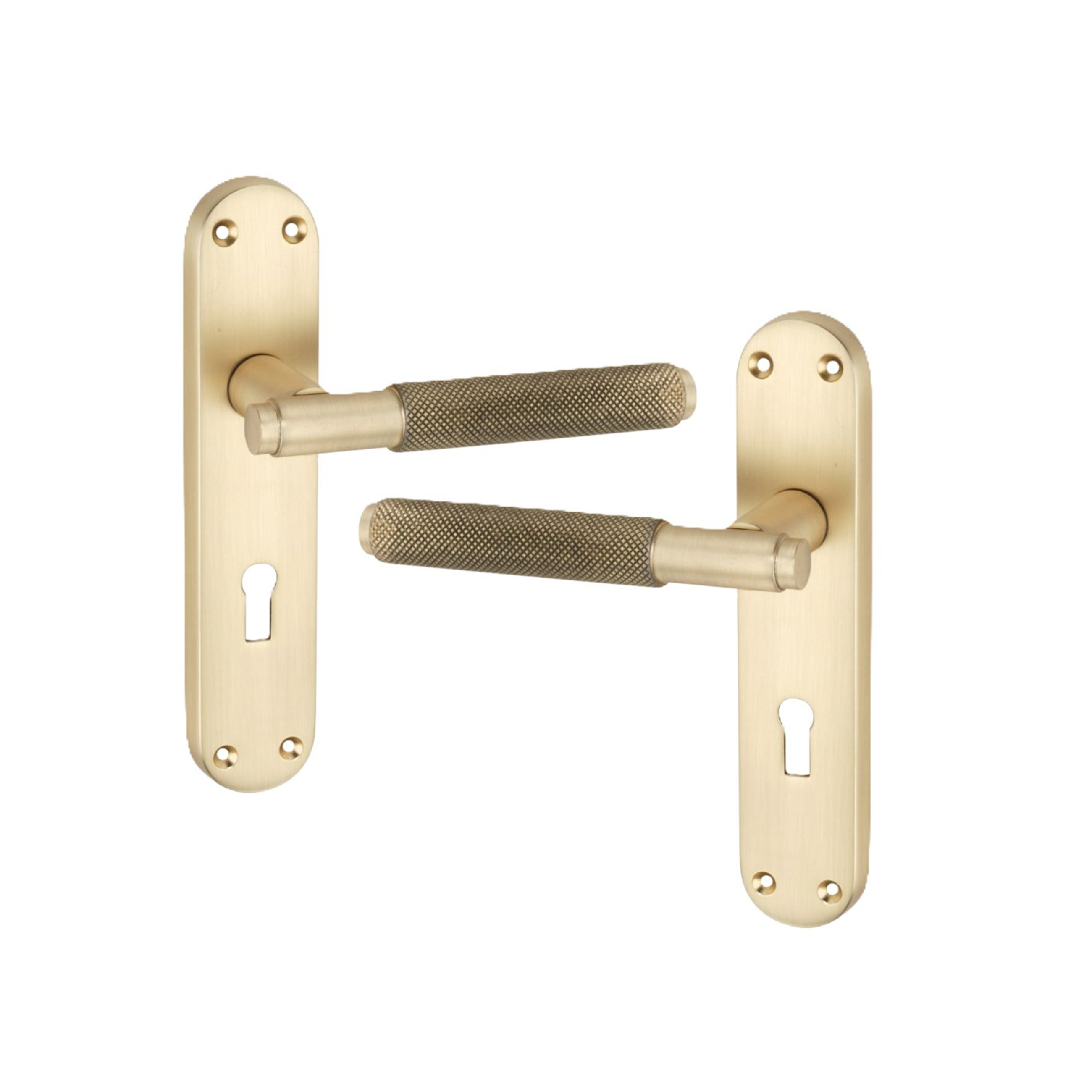 Spira Brass Connaught Knurled Lever on Backplate Lock Satin Brass ...